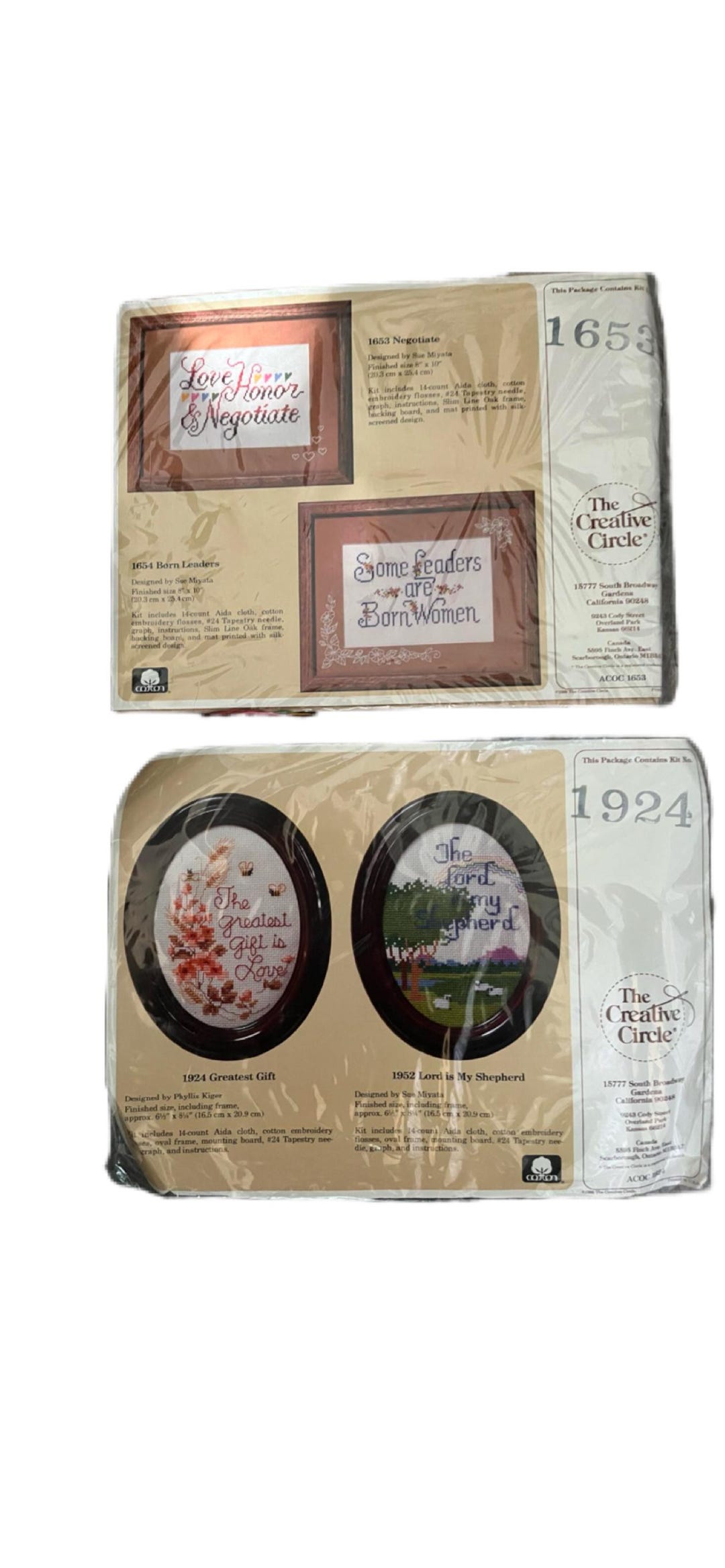 Vintage the Creative Circle Cross Stitch Craft Kits With Frames. 1986 ...
