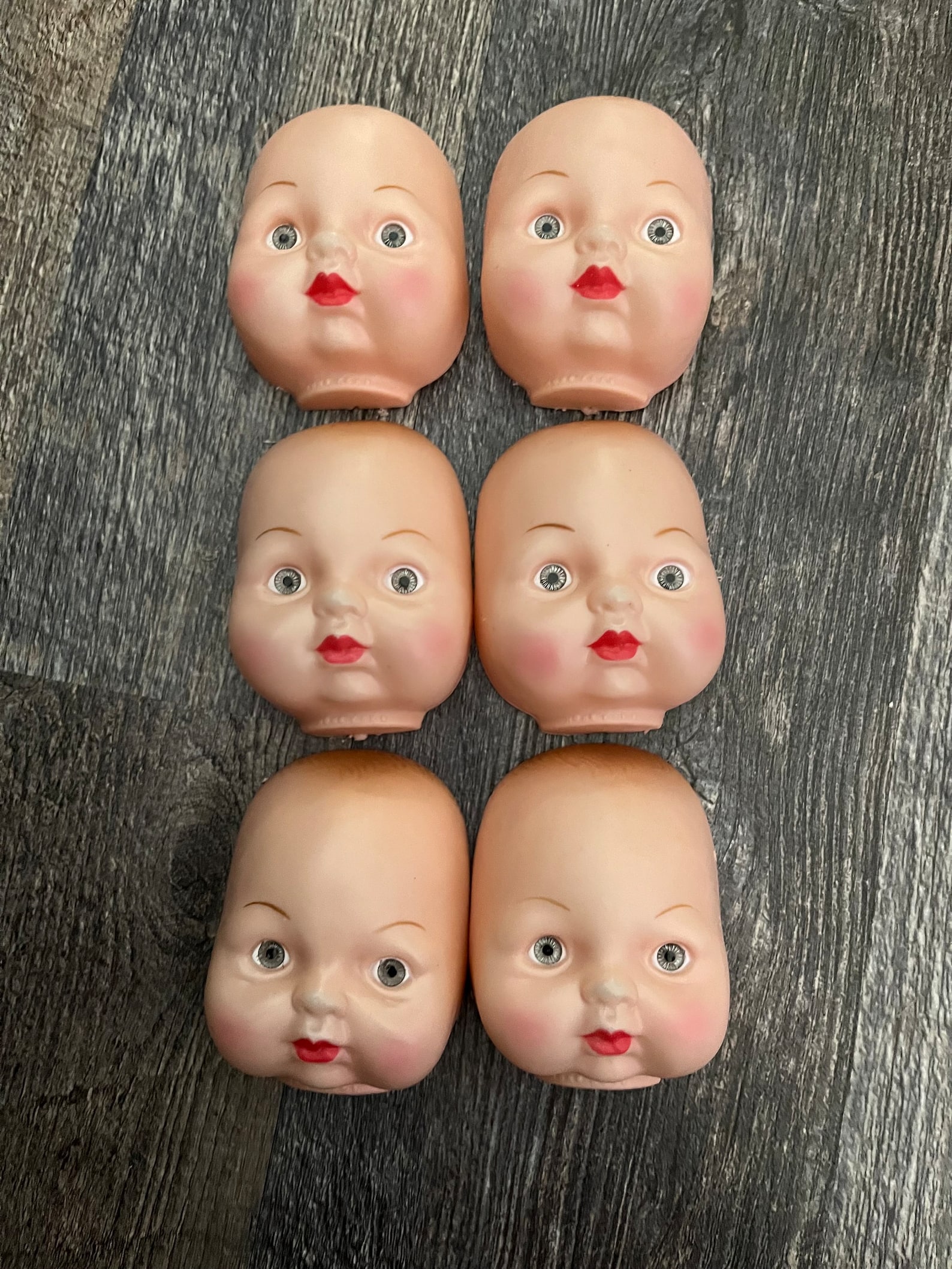 Vintage 3 1/4” Doll Faces. Blue- Grey Real Look Eyes! New Old Stock ...