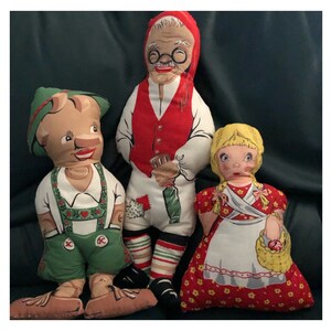 Vintage Pinocchio Geppetto & Girl Doll. Handmade Stuffed Cloth Pillow ...
