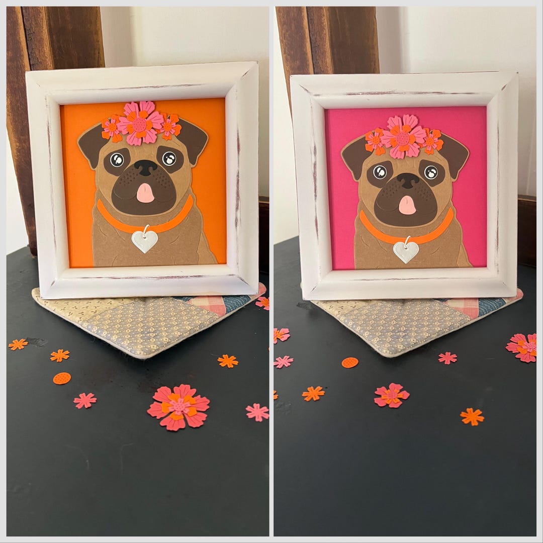 Handmade Dog Paper Art Made by Crafty Kitty in a 6”x6” White Painted ...