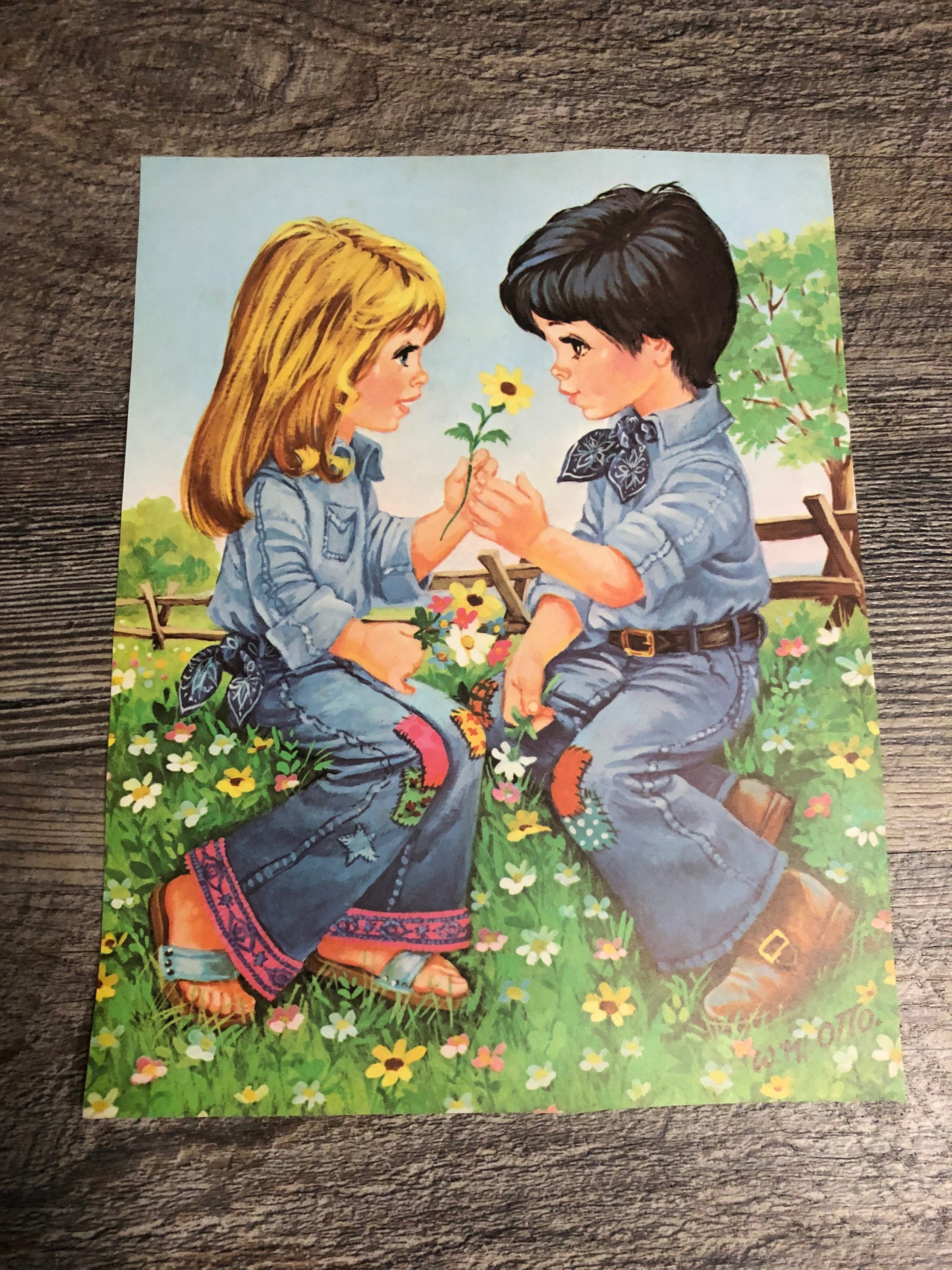W.M. Otto Vintage Prints! Set of 4. 1970’s Kid Art Prints. Wide Eyes ...