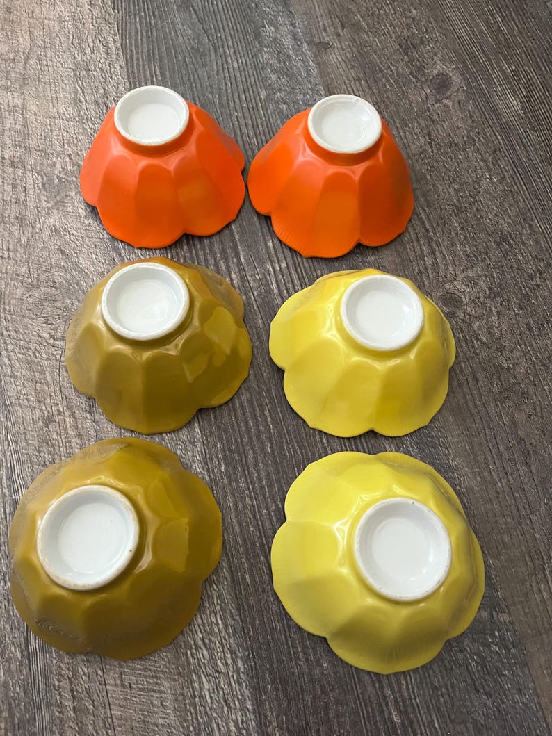 Vintage Set of 6 Japan MCM Porcelain Art Deco/ Lotus Tulip Shaped Rice ...