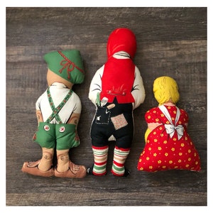 Vintage Pinocchio Geppetto & Girl Doll. Handmade Stuffed Cloth Pillow ...