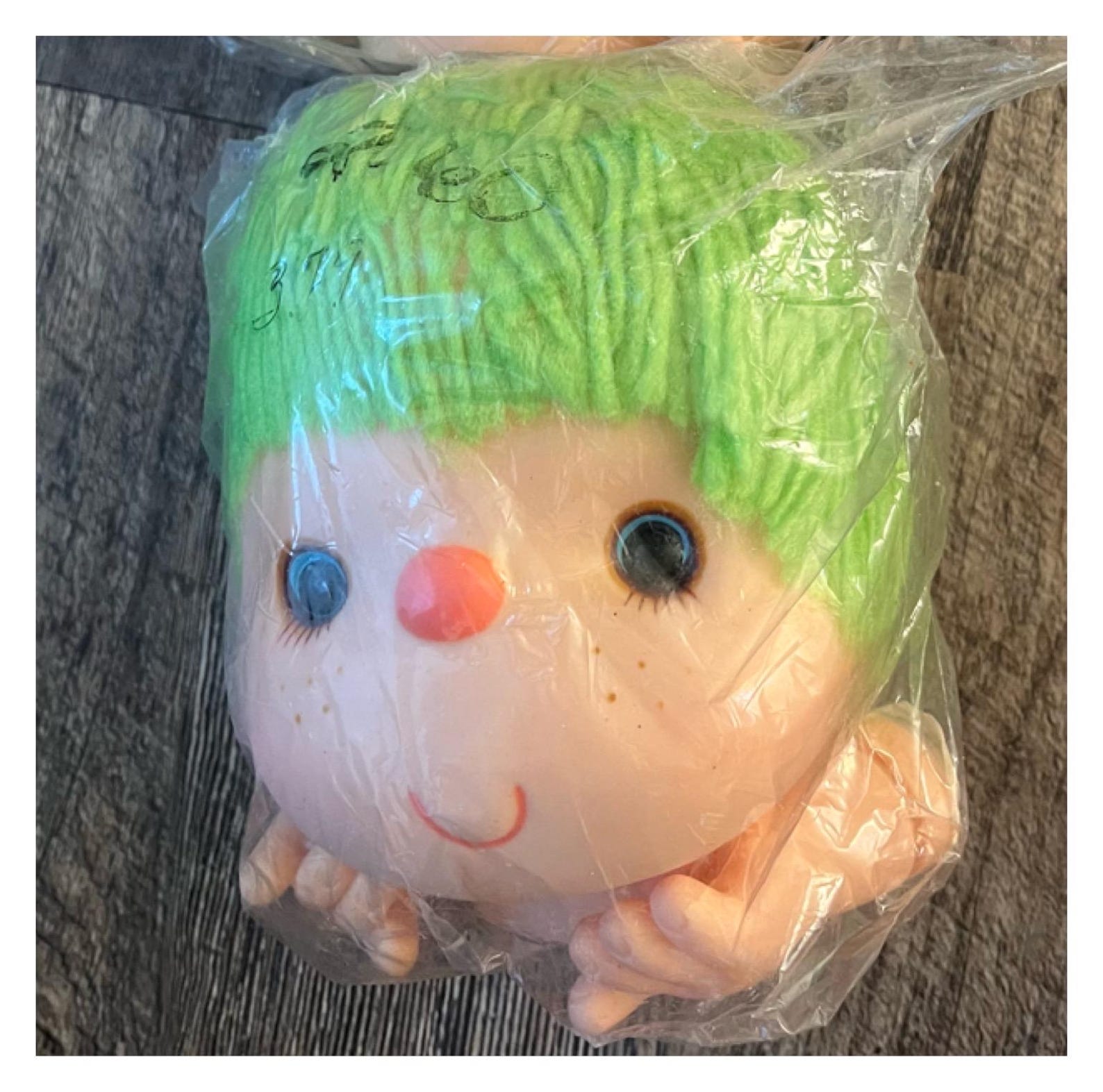Vintage Extra LARGE Doll Head and Hands. Approximately 5”x5” Yarn Hair ...
