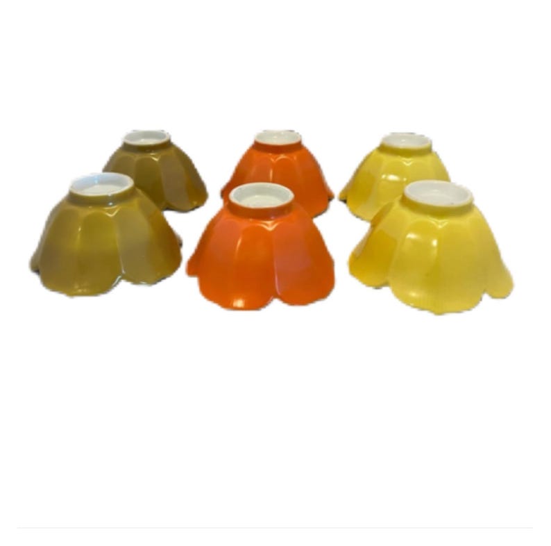 Vintage Set of 6 Japan MCM Porcelain Art Deco/ Lotus Tulip Shaped Rice ...