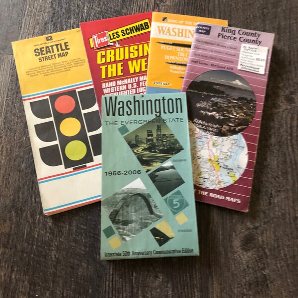 1960s Map Washington - Etsy
