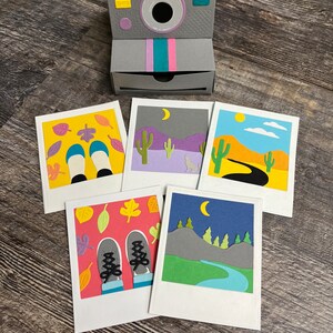 1 Handmade Paper Polaroid Camera and 5 Single Sided “polaroid” Cards ...