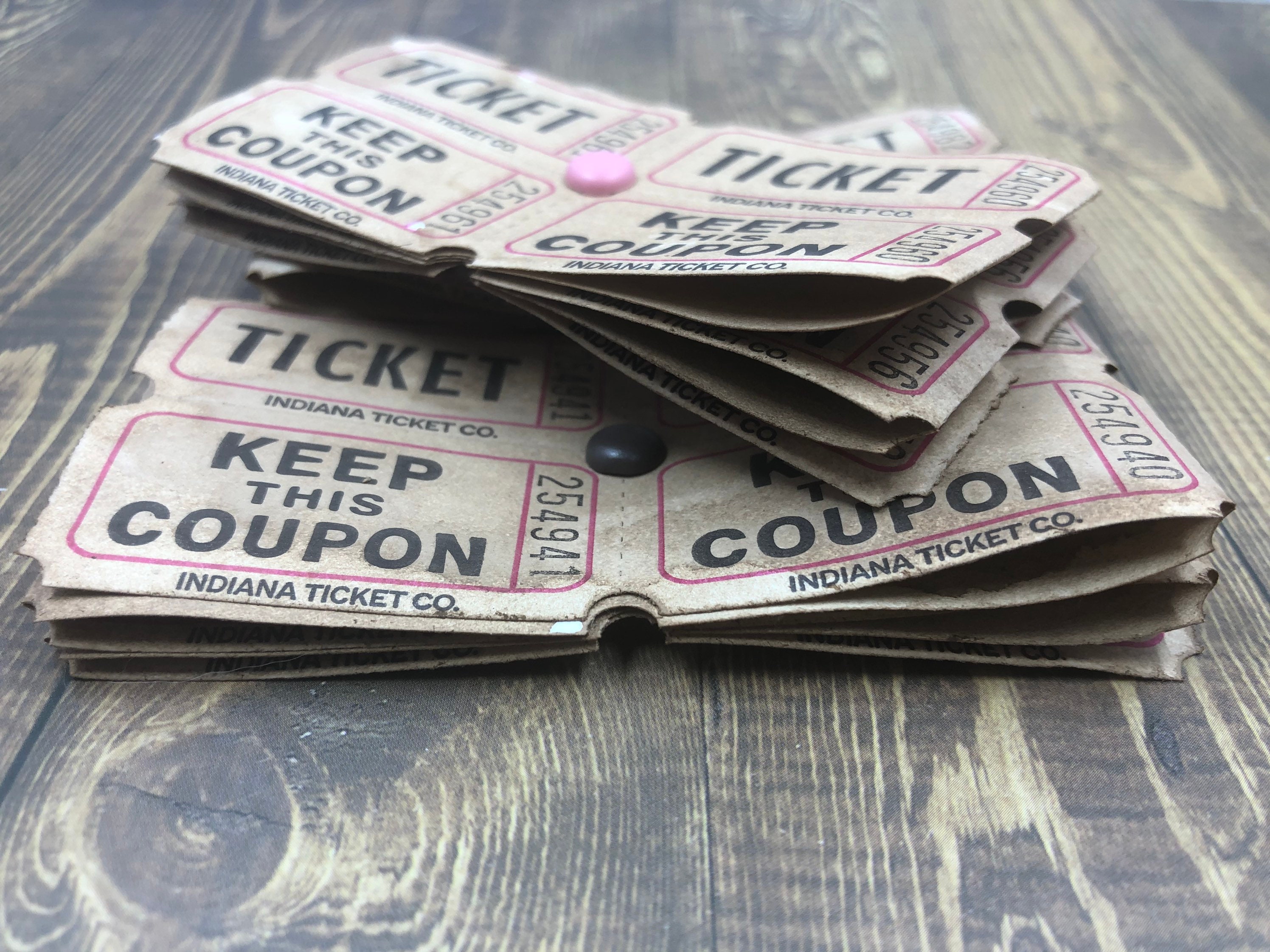 10 White Tickets Dipped in Walnut Ink. Game Tickets. Carnival Tickets ...