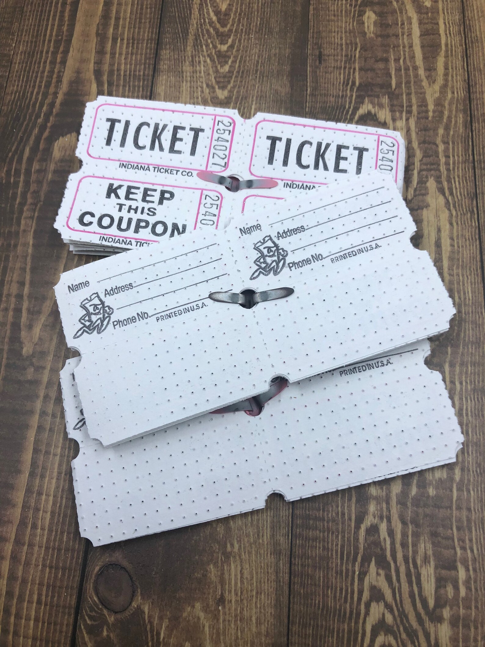 10 White Perforated Pierced Tickets. Game Tickets. Carnival Tickets ...