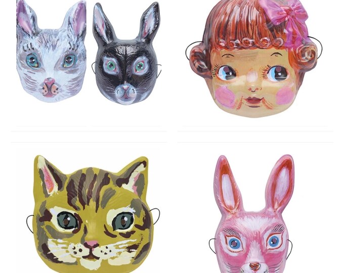 Nathalie Lete! Masks. Girl Doll Face, Animal Rabbit, Cat Face Mask ...