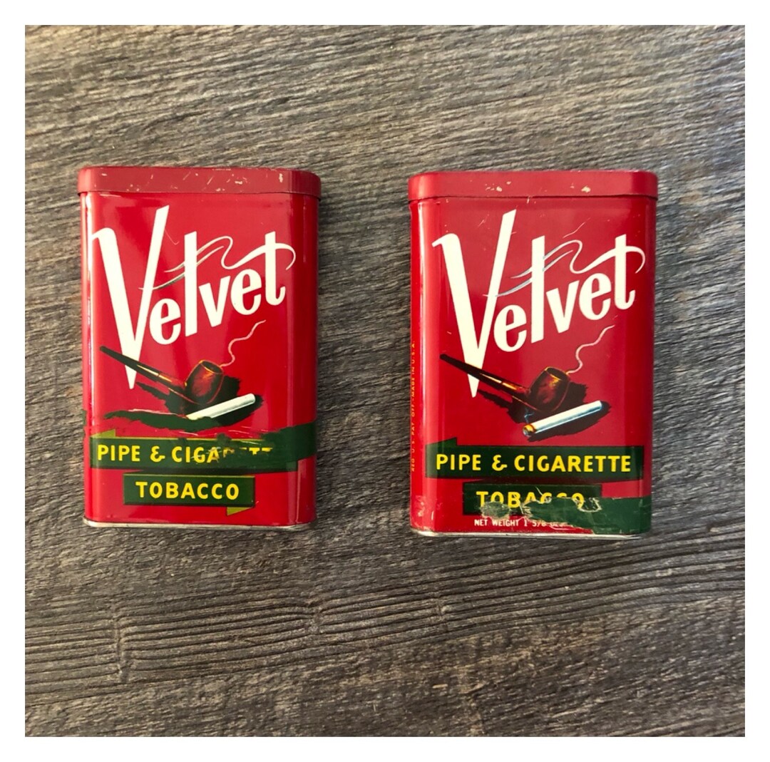 Vintage Velvet Pipe and Cigarette Tobacco Tin. You Choose One or Both ...