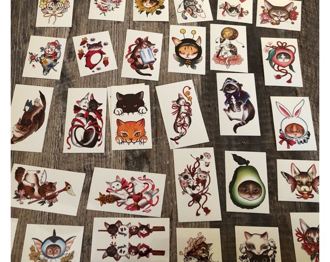 30 Temporary Tattoos. Cute Cats. Realistic Images. All Different! - Etsy