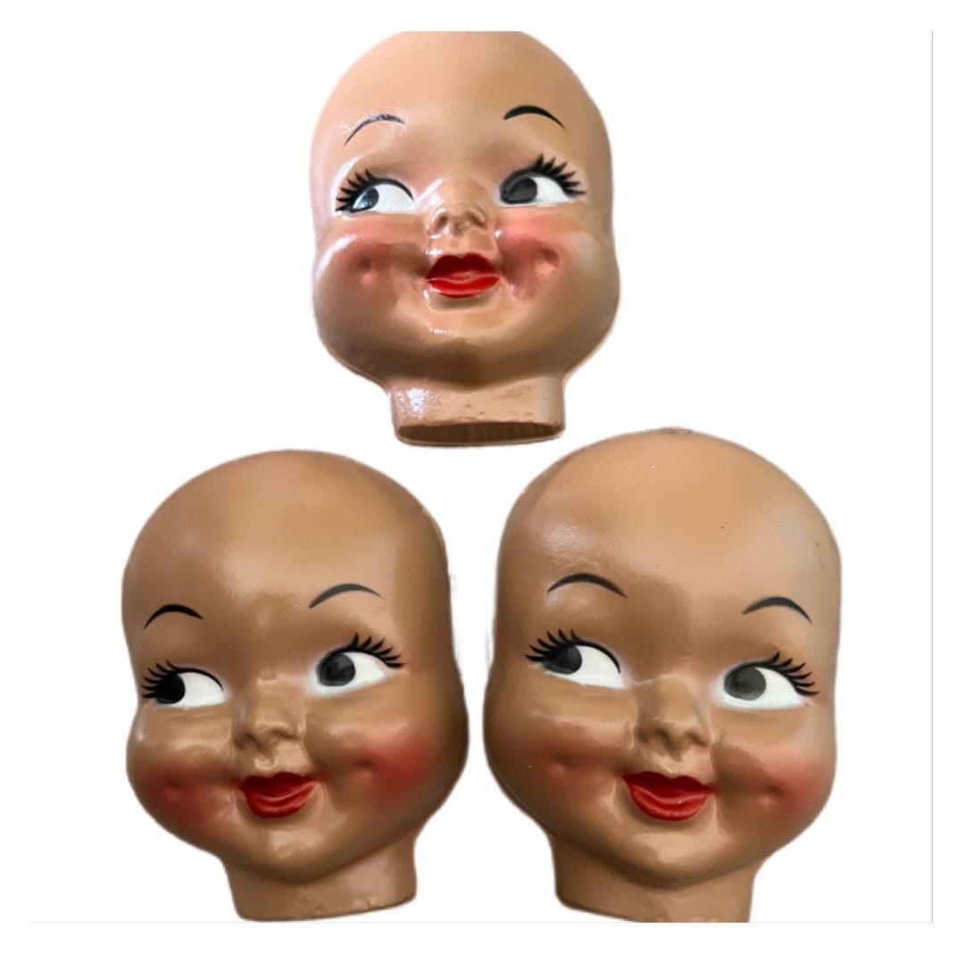 Vintage 4 1\2” Doll Faces. White Side Eye With Brown Skin Tone, Black ...