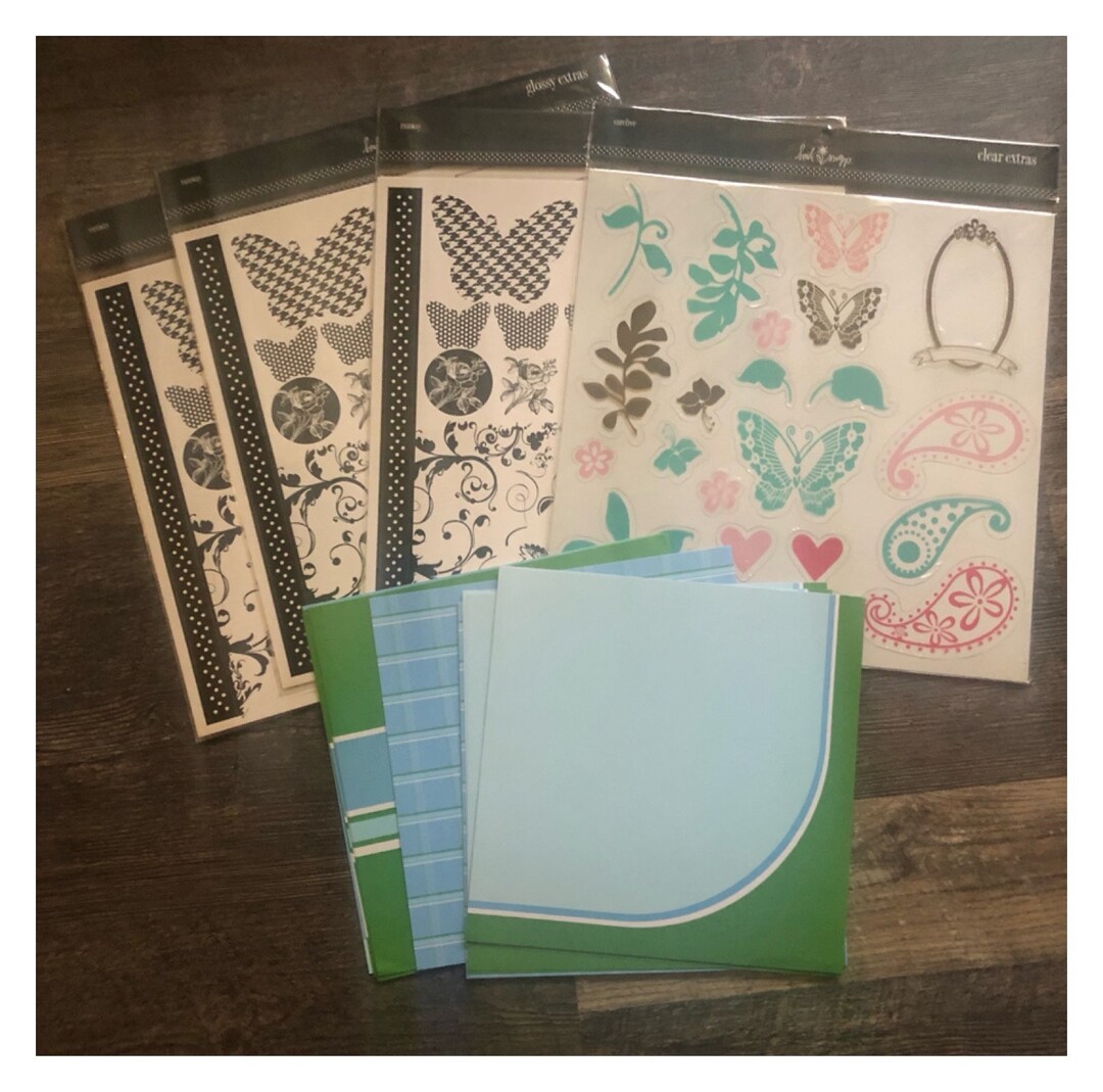 Lot of 33 Heidi Swapp 4 12”x12” Clear Die Cut Sheets and 29 8”x8” Paper ...