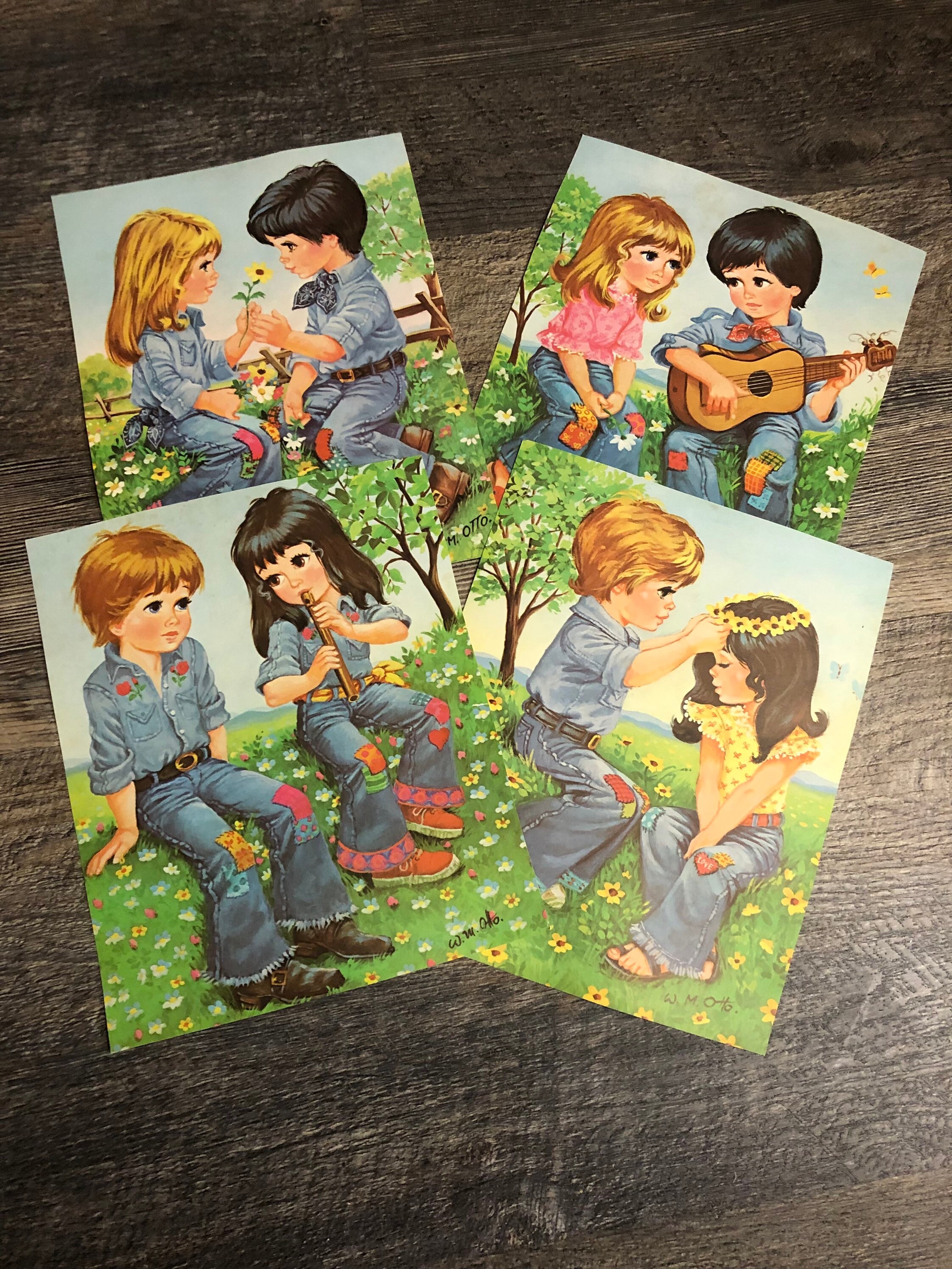 W.M. Otto Vintage Prints Set of 4. 1970s Kid Art Prints. - Etsy