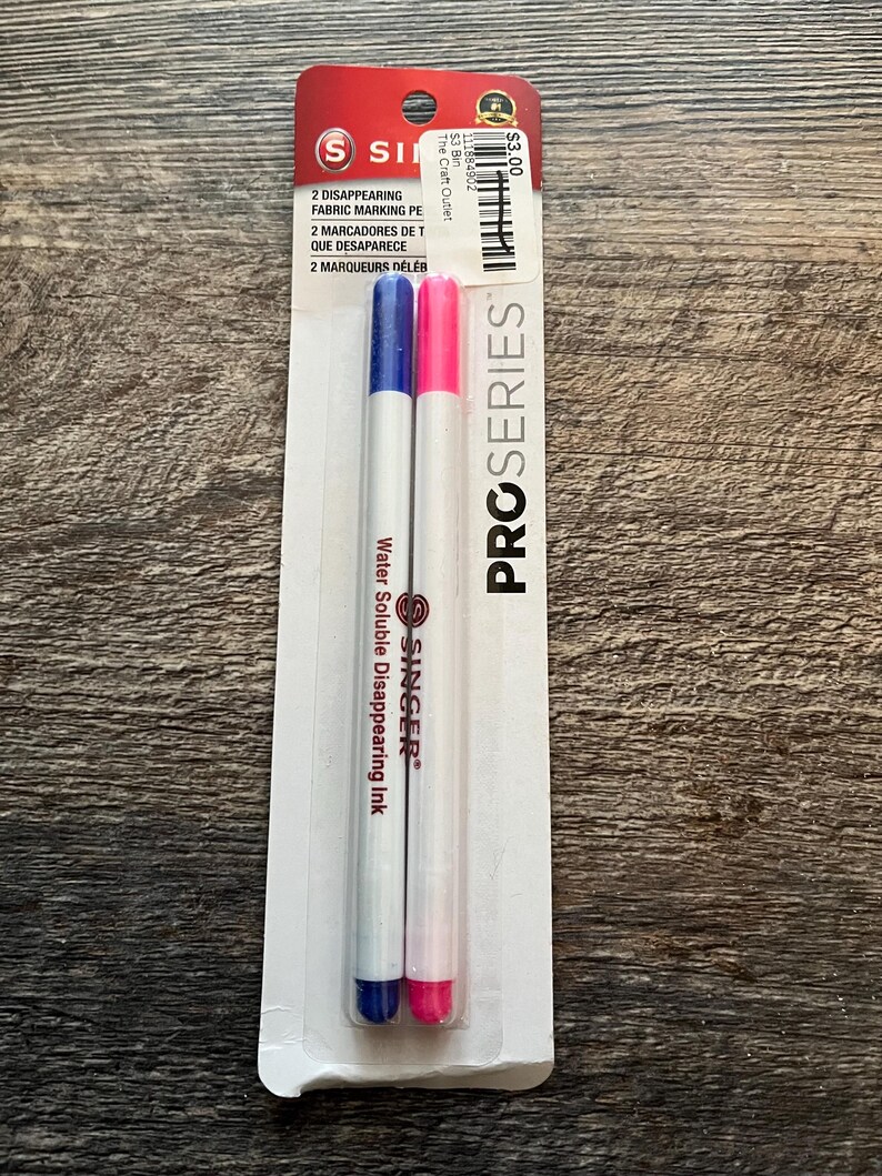 SINGER Proseries Water Soluble Disappearing Ink Fabric Marking Pens. 2 ...