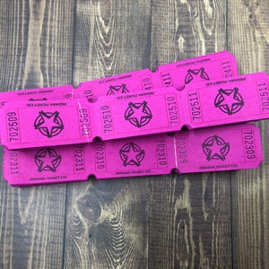 100 Hot Pink Tickets With a Star. Game Tickets. Carnival Tickets. Such ...