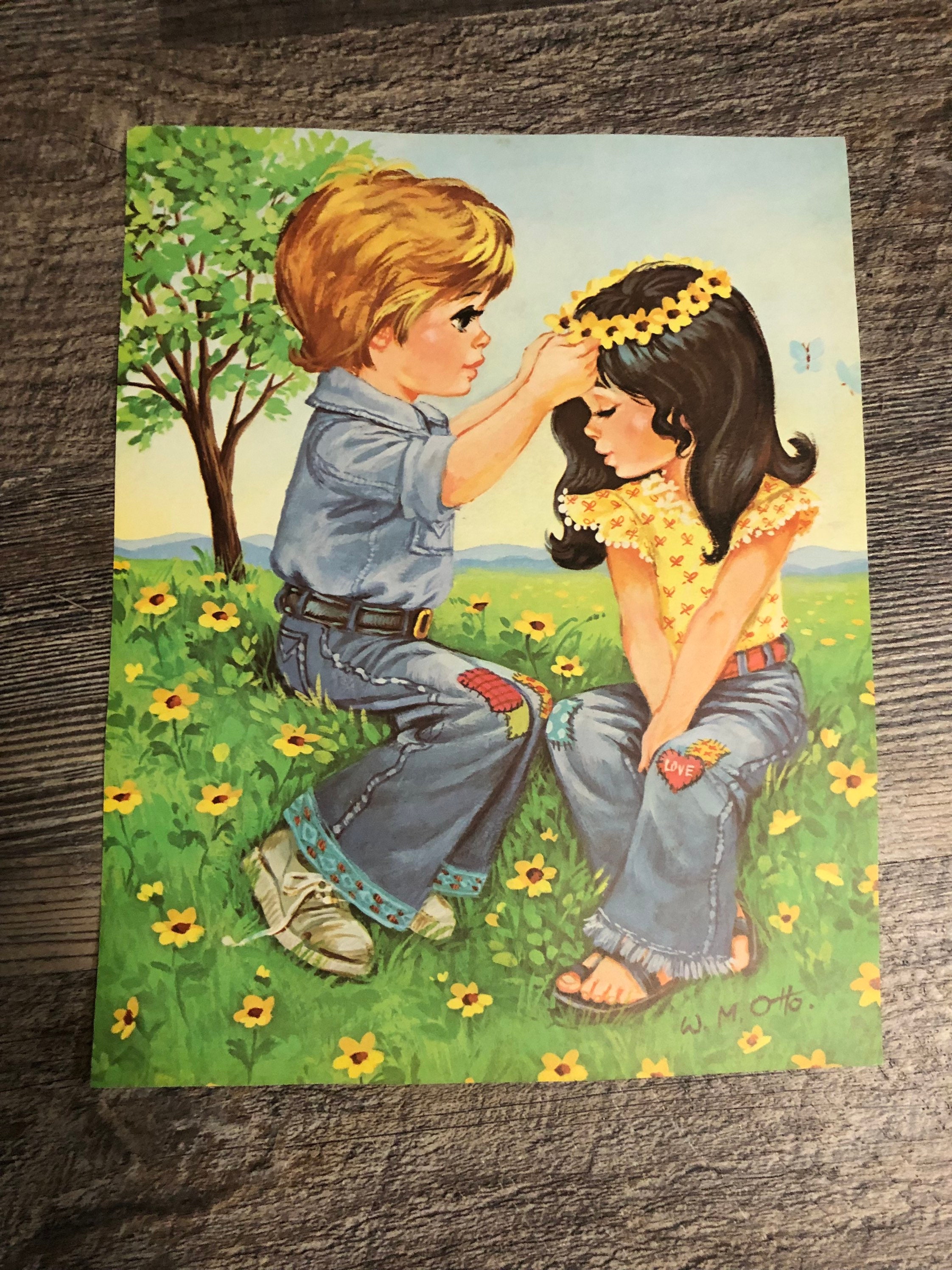 W.M. Otto Vintage Prints Set of 4. 1970s Kid Art Prints. - Etsy