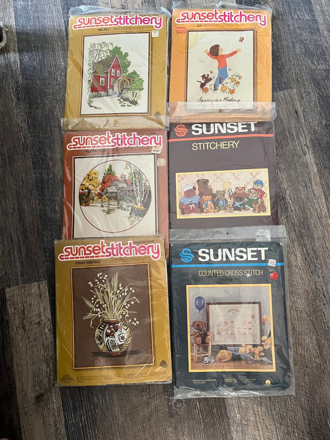 Vintage Sunset Stitchery. Large Kits. New Old Stock. Unopened. You ...