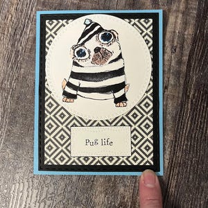 4 Handmade Cards. Pug Dog Variety Pack Blank Inside Note Cards! Each of ...