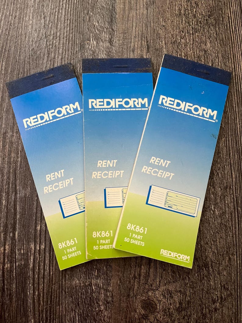 Vintage Rediform Rent Receipt Book. 8K861 1 Part 50 Sheets. Preowned ...