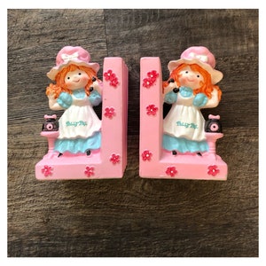 Polly Pal Chalkware Pink Bookends & Pencil Holder Set 1976 Made in ...
