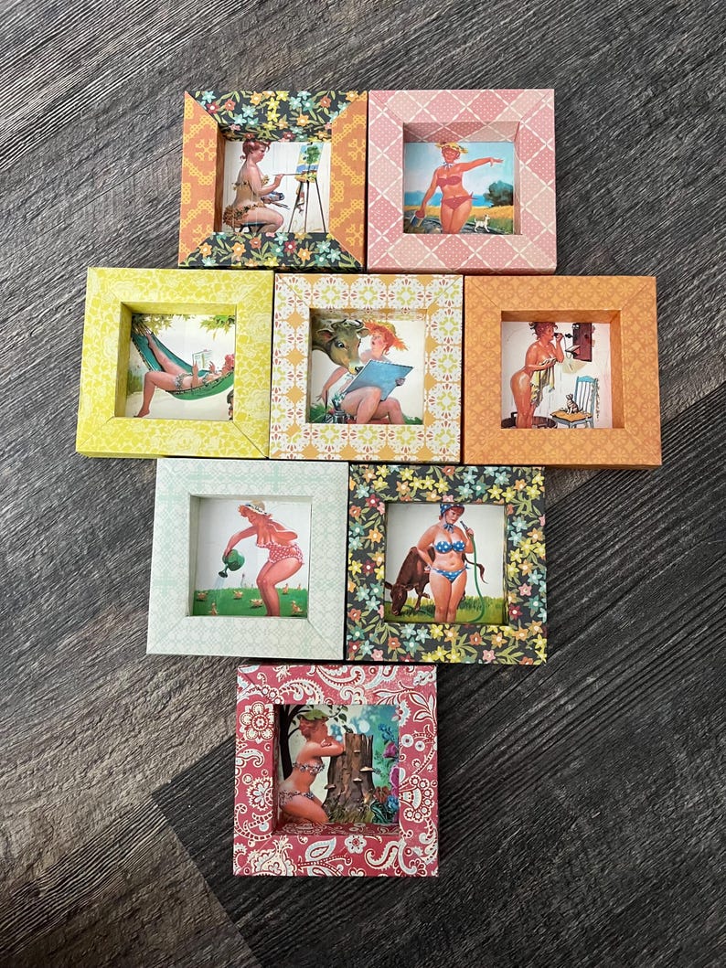 Mini 4”x4” Paper Shadowbox. Handmade by Me Crafty Kitty! Vintage Hilda ...