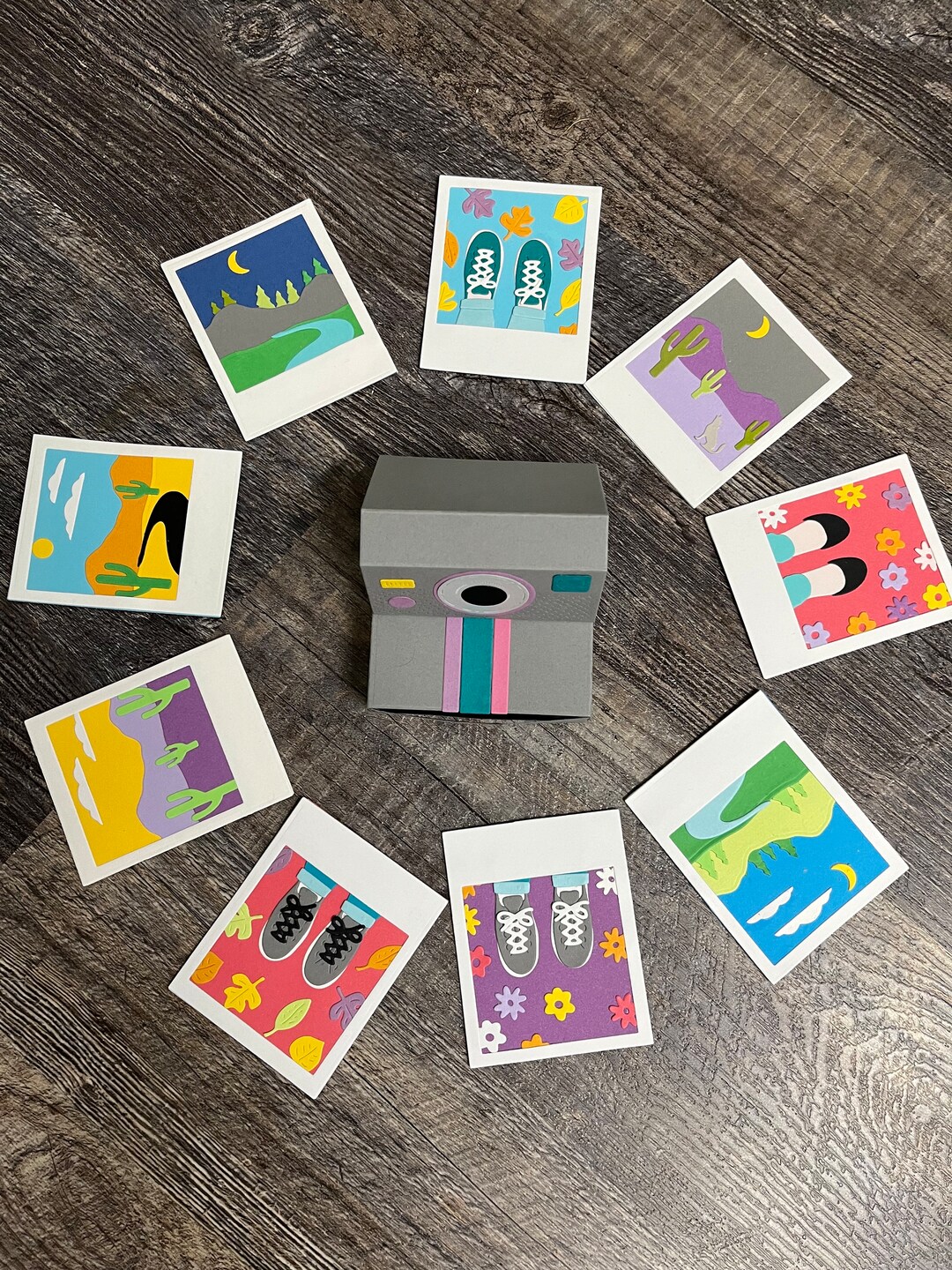 1 Handmade Paper Polaroid Camera and 5 Single Sided polaroid Cards ...