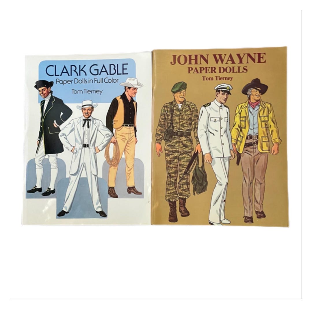 Vintage Dover Paper Doll Books! Clark Gable 1986 & John Wayne 1981. Tom ...