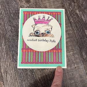 4 Handmade Cards. Pug Dog Variety Pack Blank Inside Note Cards! Each of ...