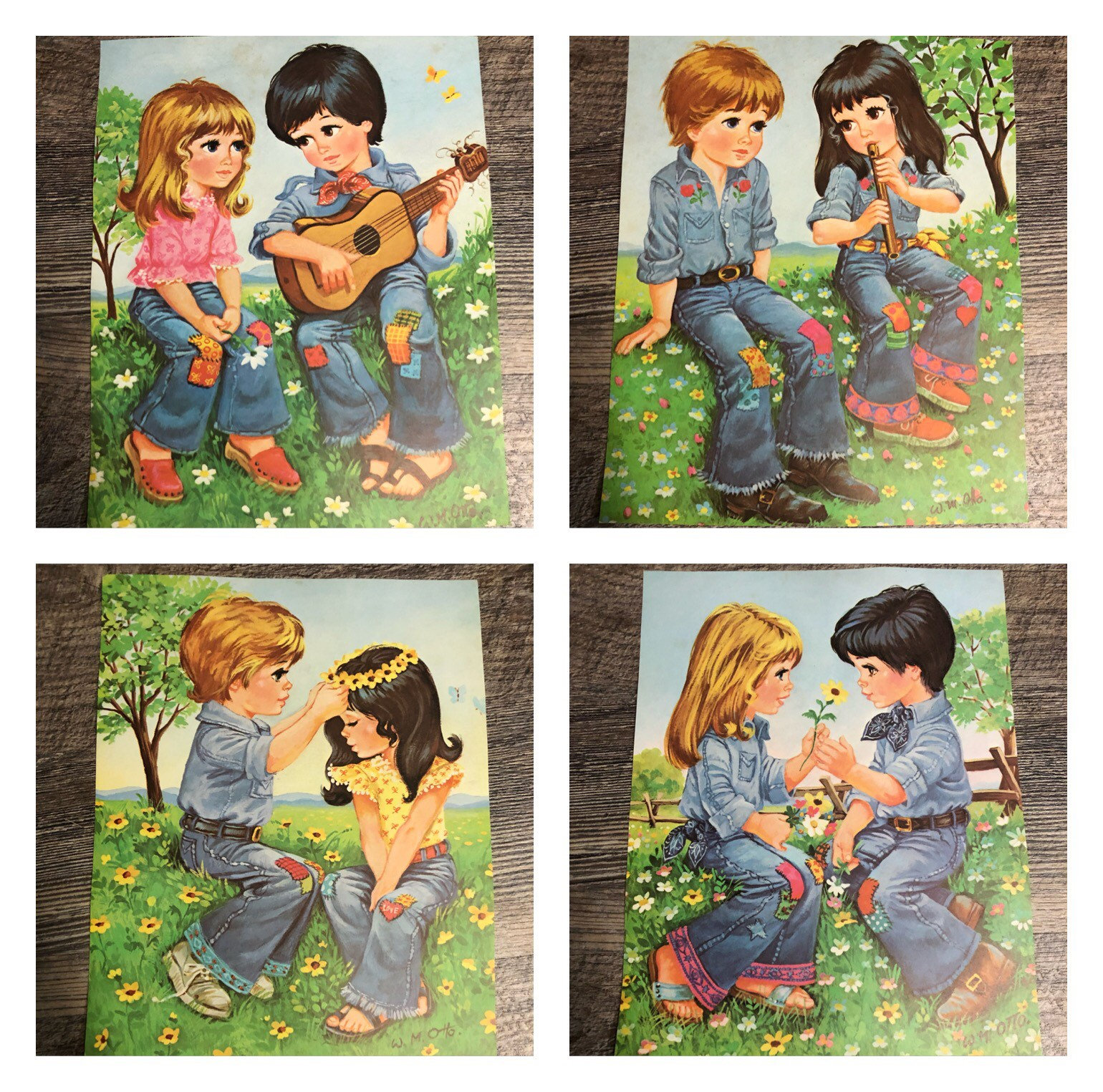 W.M. Otto Vintage Prints Set of 4. 1970s Kid Art Prints. - Etsy