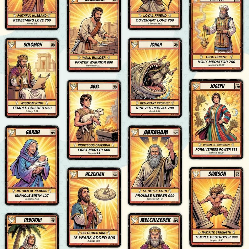 Old Testament Bible Trading Cards | 50 Biblical Characters | Bible Made ...