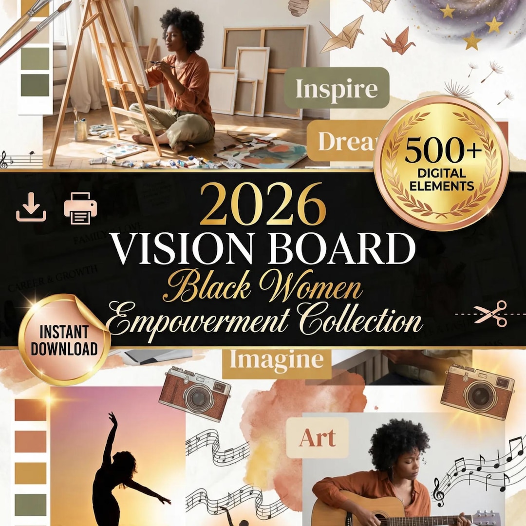 2026 Black Women Empowerment Vision Board Kit – 500+ Elements (digital ...