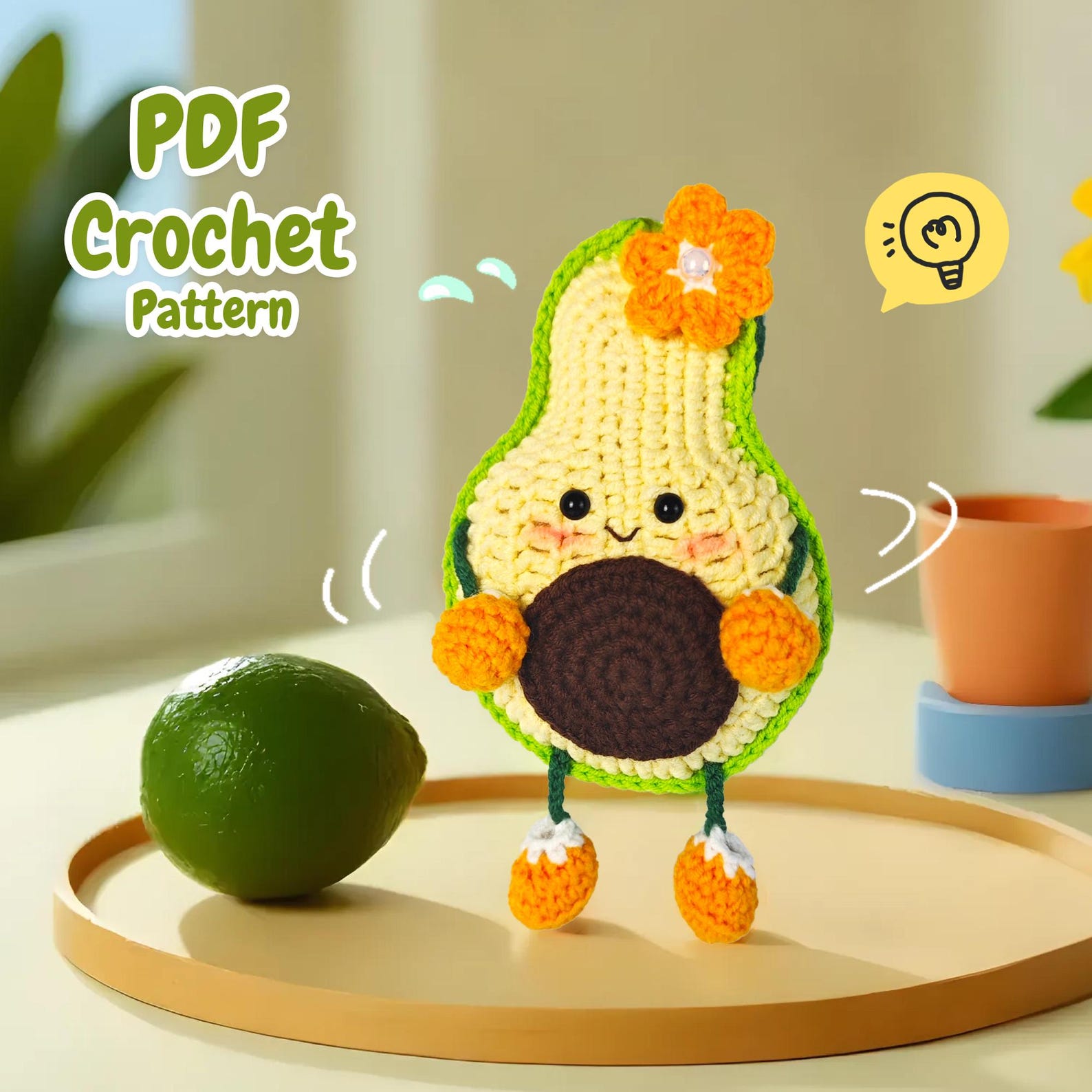 Crochet Avocado Amigurumi Pattern – Fruit Toy Tutorial (PDF) - Etsy
