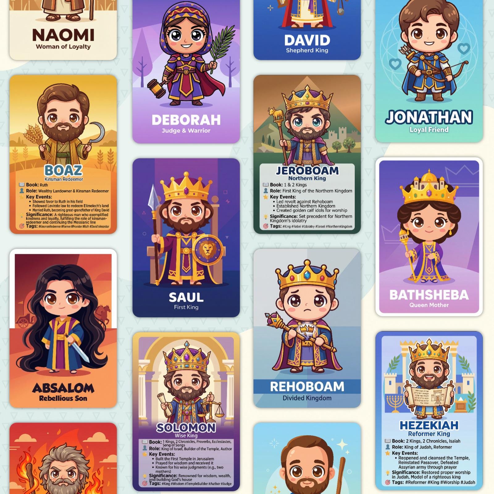 Printable Old Testament Bible Trading Cards, Q-style Characters ...