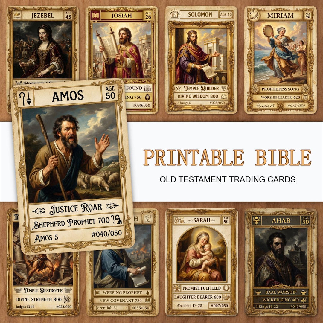 Old Testament Bible Trading Cards | 50 Biblical Characters (digital ...
