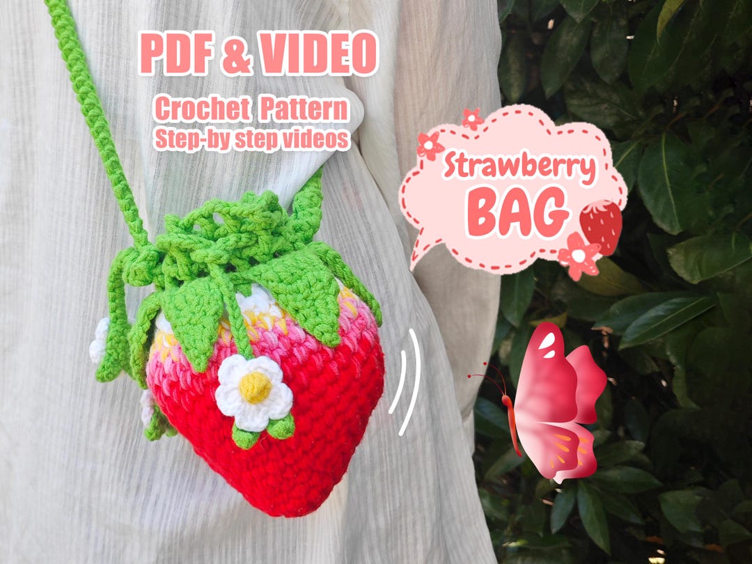CROCHET PATTERN - Crochet Strawberry Bag Pattern - Amigurumi Bag PDF ...