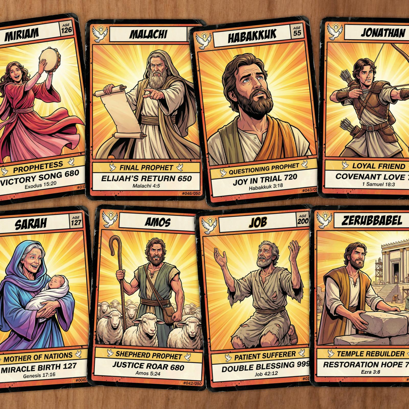 Old Testament Bible Trading Cards | 50 Biblical Characters | Bible Made ...