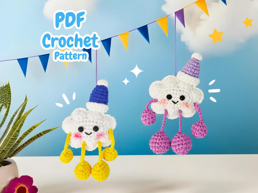 Small Clouds Crochet Pattern PDF Easy Crochet Clouds Amigurumi Pattern ...