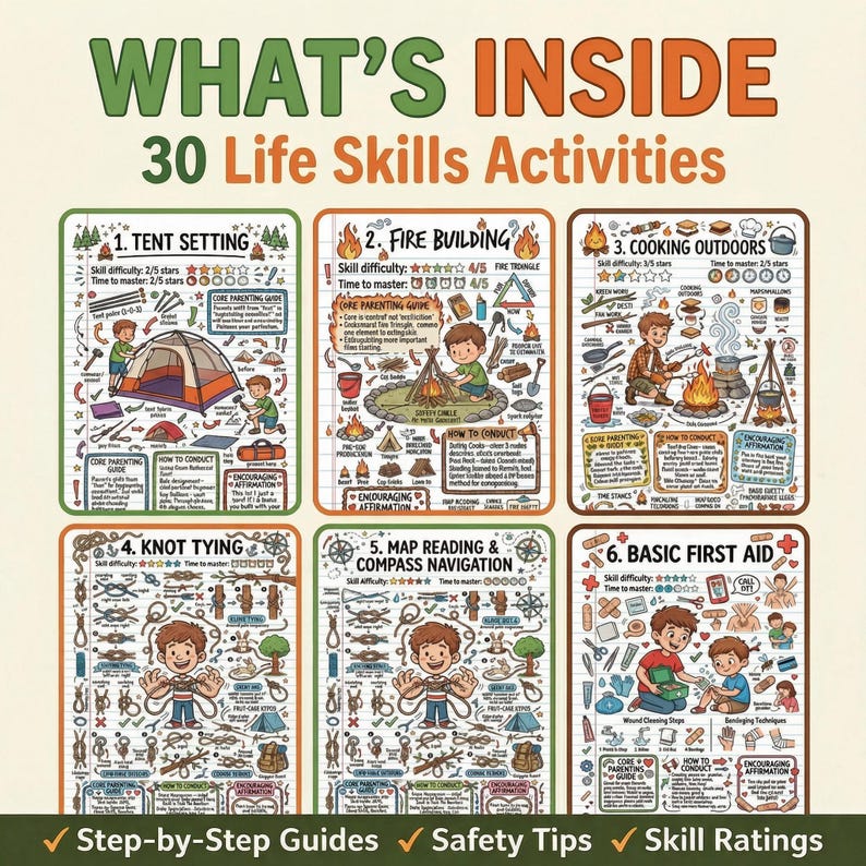 Kids Life Skills Workbook | 30 Outdoor Survival Activities (instant ...