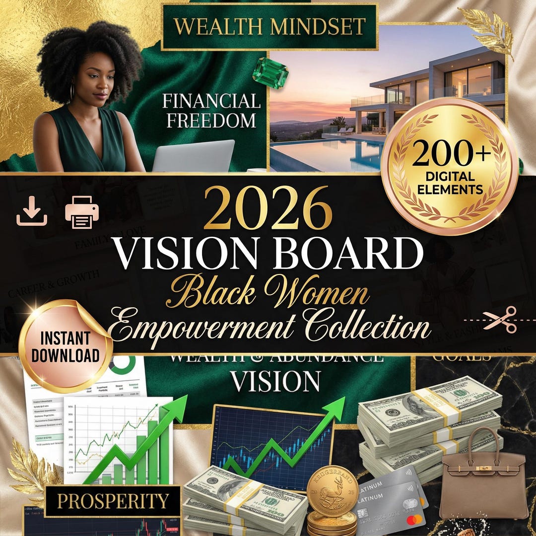 2026 Black Women Vision Board Kit | Wealth, Wellness (digital Download ...