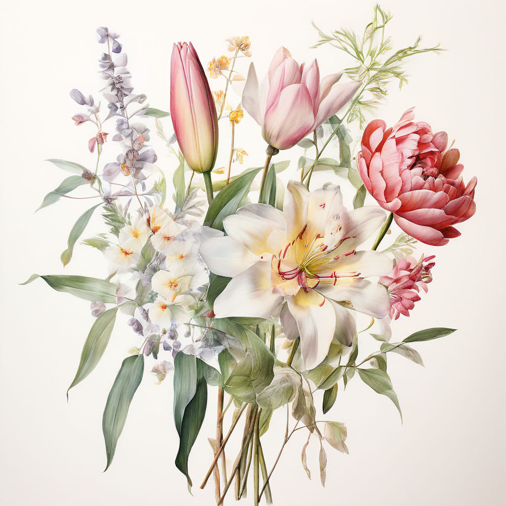 Digital Birth Flower Bouquet, Birth Month Flower, Grandma's Garden ...