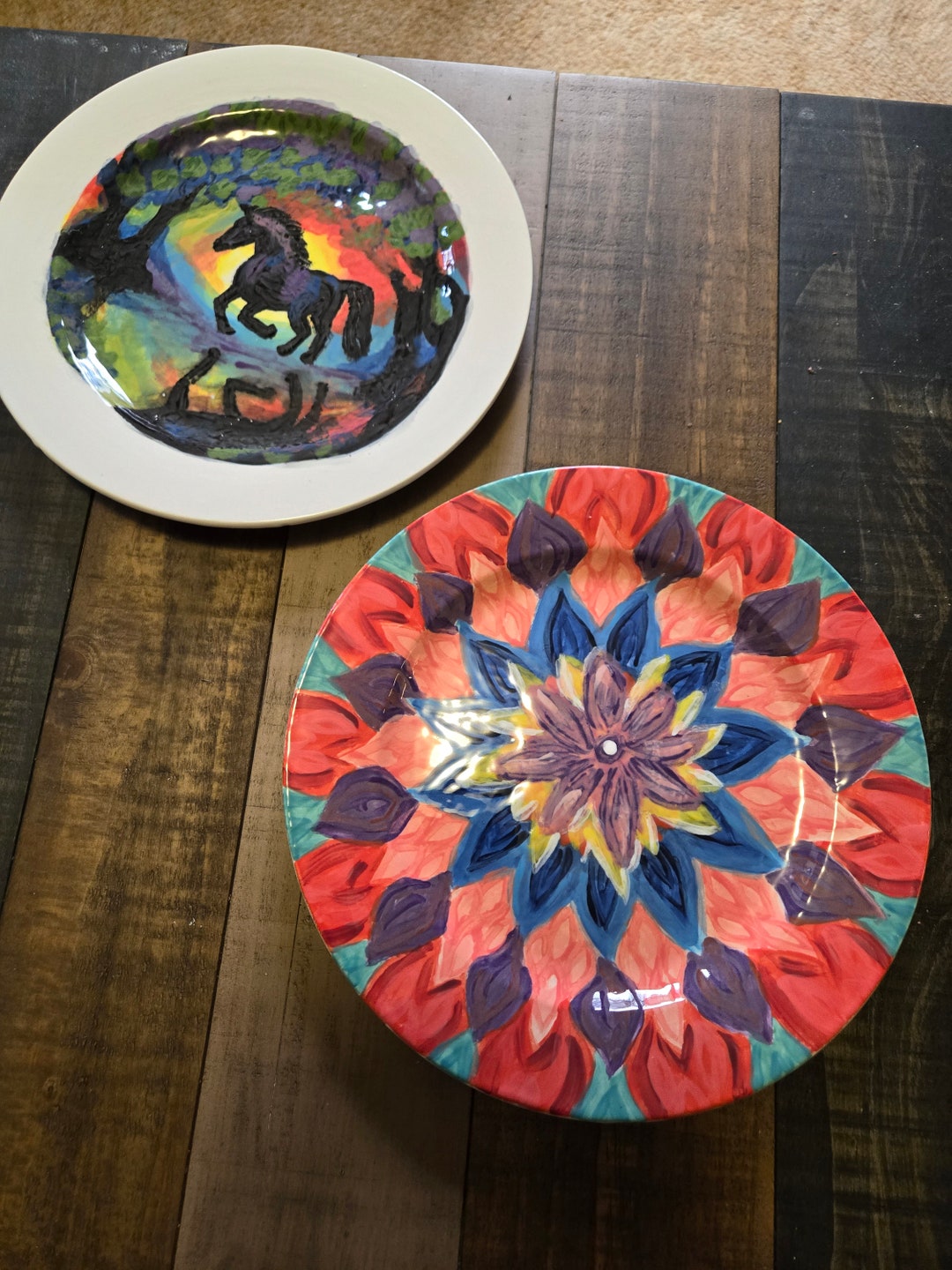 Dinner Plate Hand Painted Pottery: Dinnerware, Art Piece, Multipurpose ...