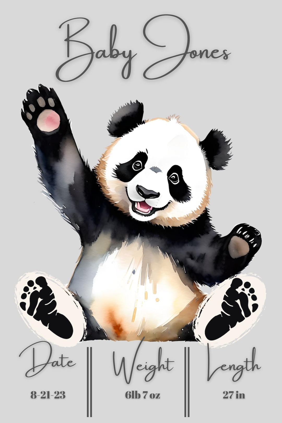 Panda Footprint Craft for Babies, Gender Neutral Nursery Decor ...