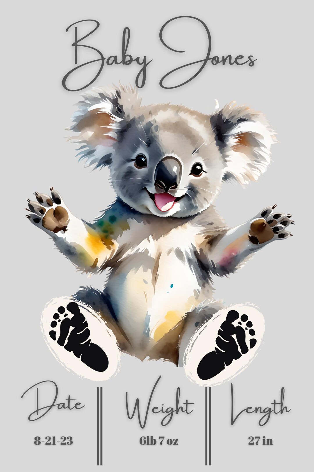 Koala Footprint Craft for Babies, Gender Neutral Nursery Decor ...