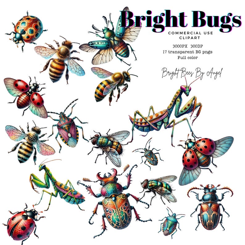 Bright Bugs High-quality Clipart Bundle - Royalty-free Vector Images ...