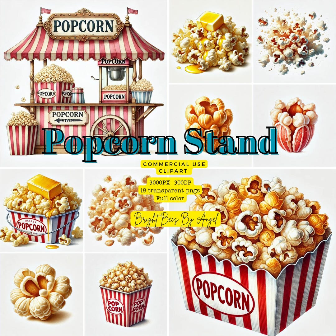Popcorn Stand High-quality Clipart Bundle - Royalty-free Vector Images ...