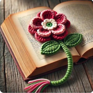 Crochet Flower Bookmark Pattern - PDF Download | DIY Floral Bookmark ...