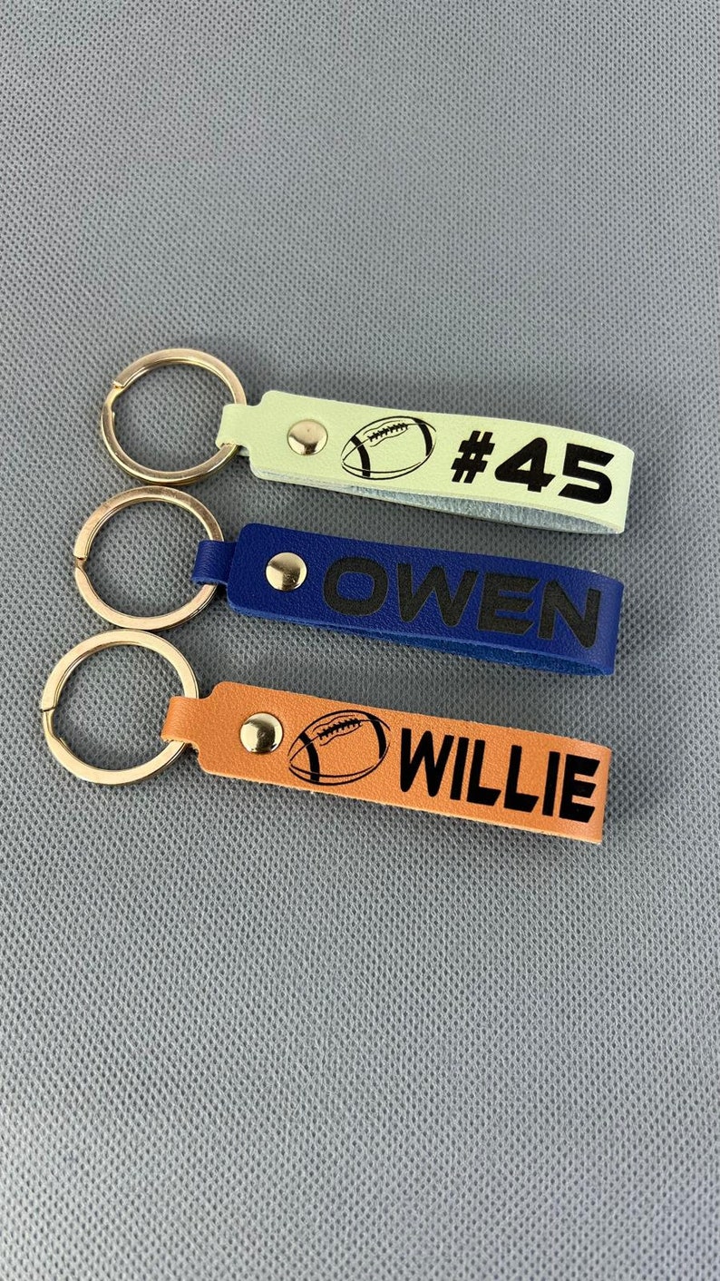 American Football Leather Keychains Personalized Football Gift for ...