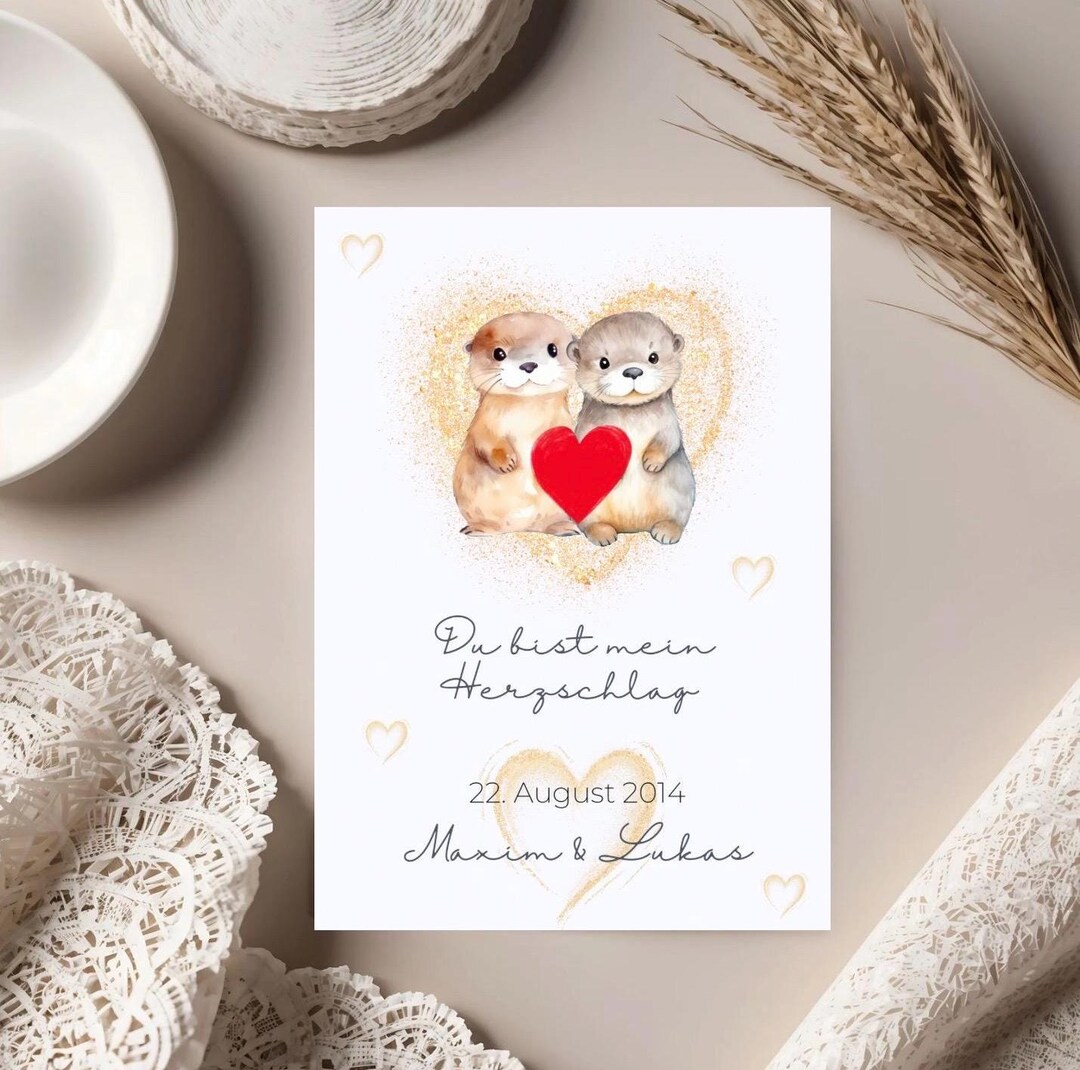 Digital Love Card Otter Lovers Perfect for Romantic Occasions ...